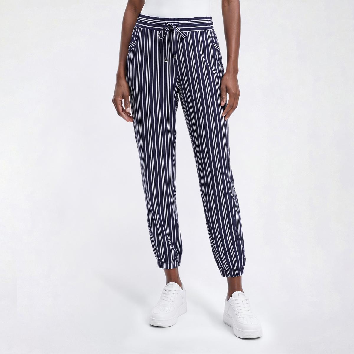 Click here for Petite Robert Louis Pull On Tie Waist Stripe Silky... prices